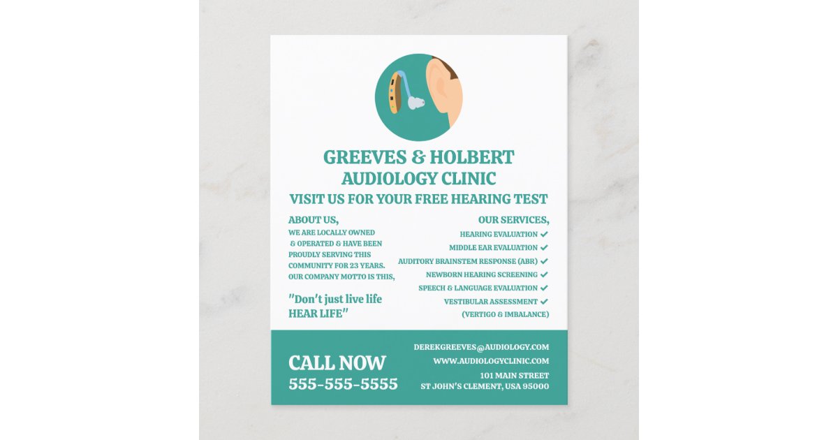 Hearing Aid Icon, Audiologist, Audiology Clinic Flyer | Zazzle