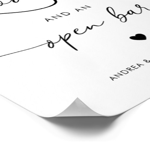 Heart All You Need is Love Open Bar Wedding Sign | Zazzle