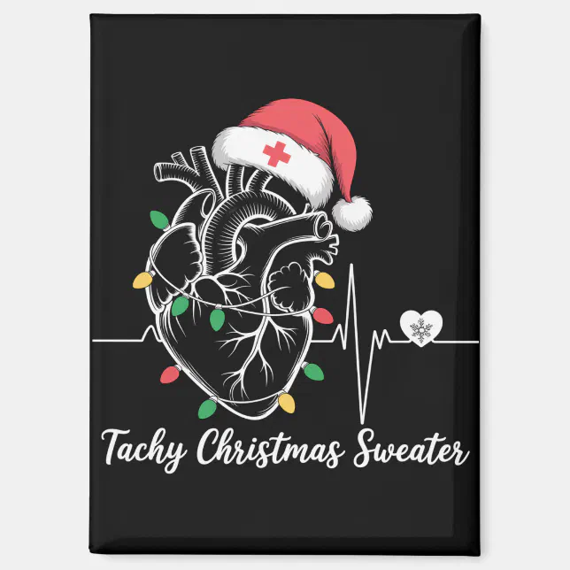 Heart Anatomy Christmas Nurse Cardiac Tachy Xmas Magnet | Zazzle