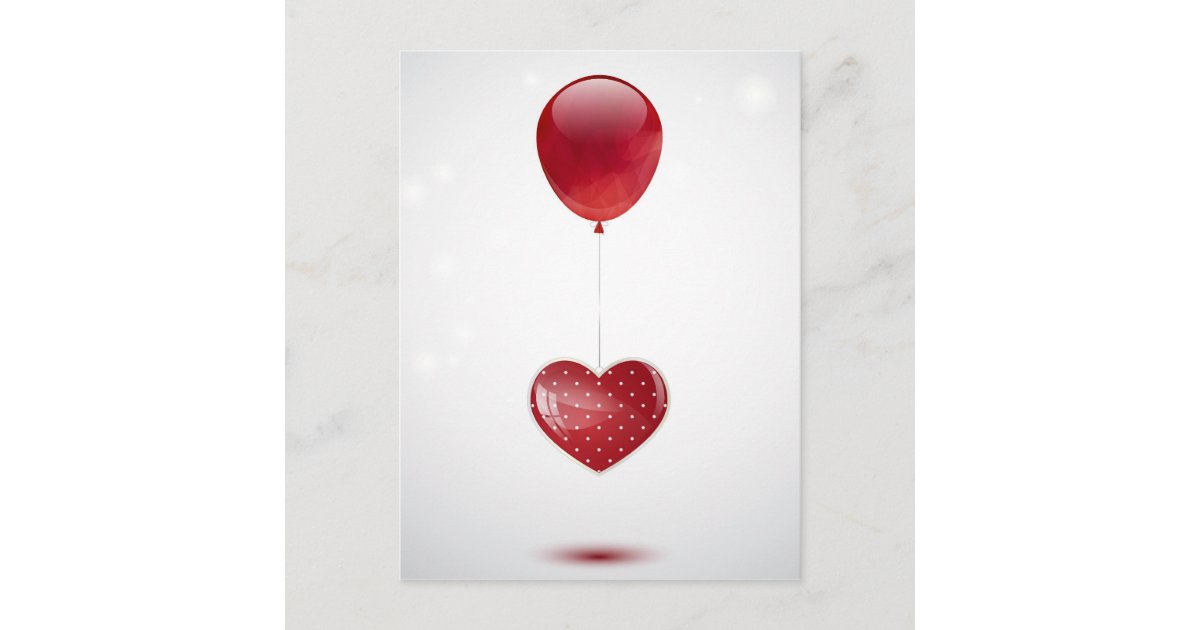 Heart and balloon postcard | Zazzle