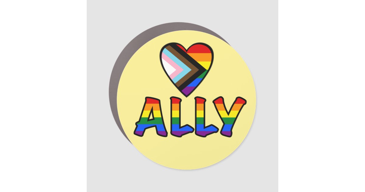 Heart and Progress Pride Ally Car Magnet | Zazzle