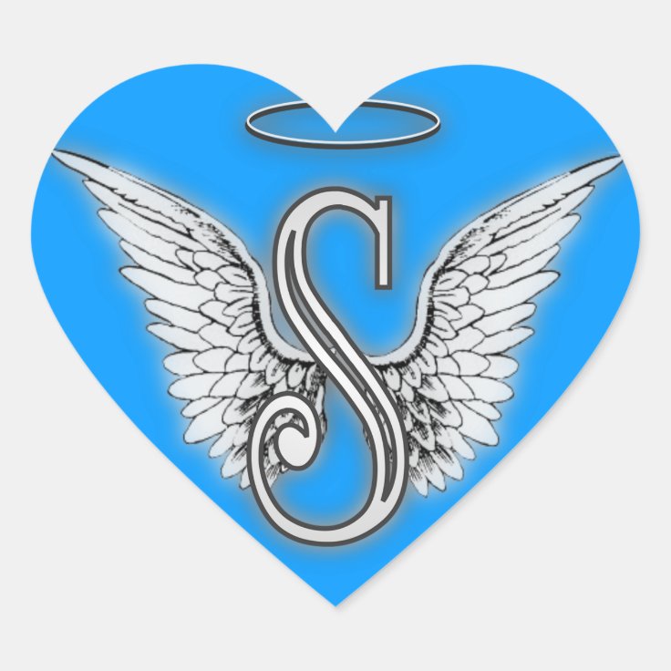 Heart Angel Wings Monogram Heart Sticker Zazzle