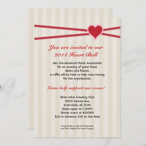 Heart Ball Fundraiser Event Invitation | Zazzle