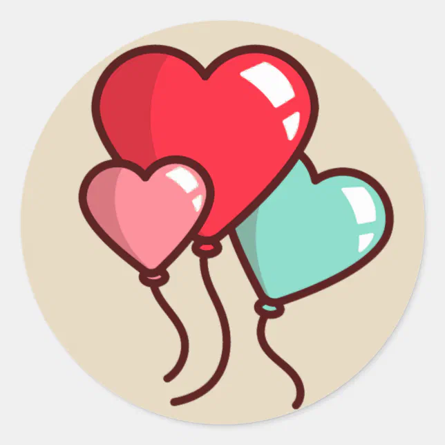 Heart Balloons Classic Round Sticker | Zazzle