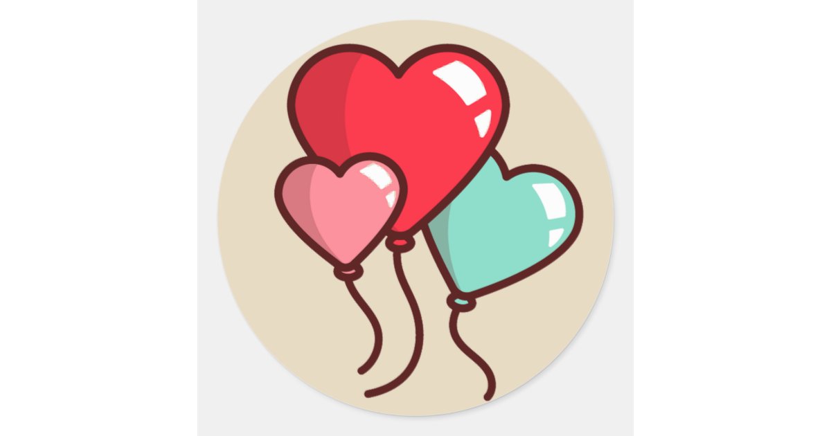 Heart Balloons Classic Round Sticker | Zazzle