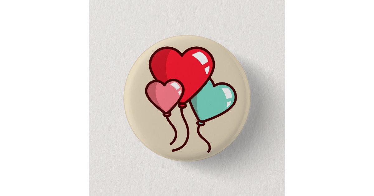 Heart Balloons Pinback Button | Zazzle
