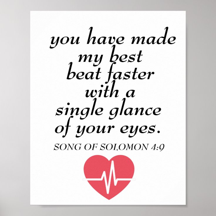 Heart Beat Faster Romantic Bible Verse Quote Poster | Zazzle