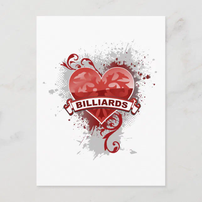 Heart Billiards Postcard | Zazzle