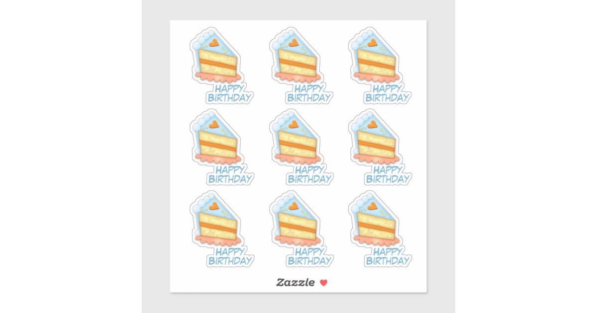 Heart Birthday Cake Contour Sticker | Zazzle