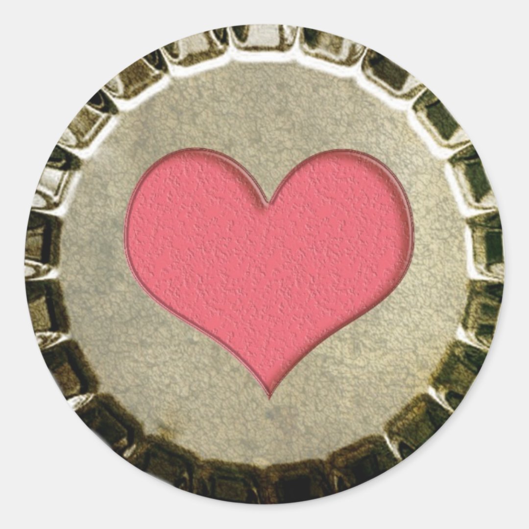 Heart- Bottle cap Sticker | Zazzle
