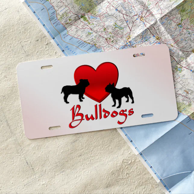 Heart Bulldogs License Plate | Zazzle