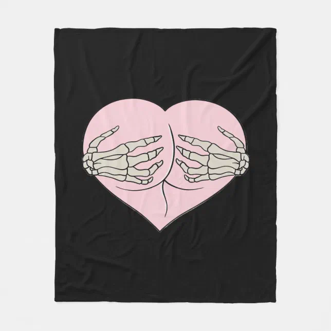 Heart Butt Hug Skeleton Hands Classic Look Fleece Blanket | Zazzle
