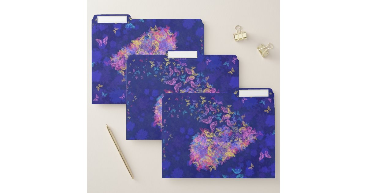 Heart Butterflies File Folder | Zazzle