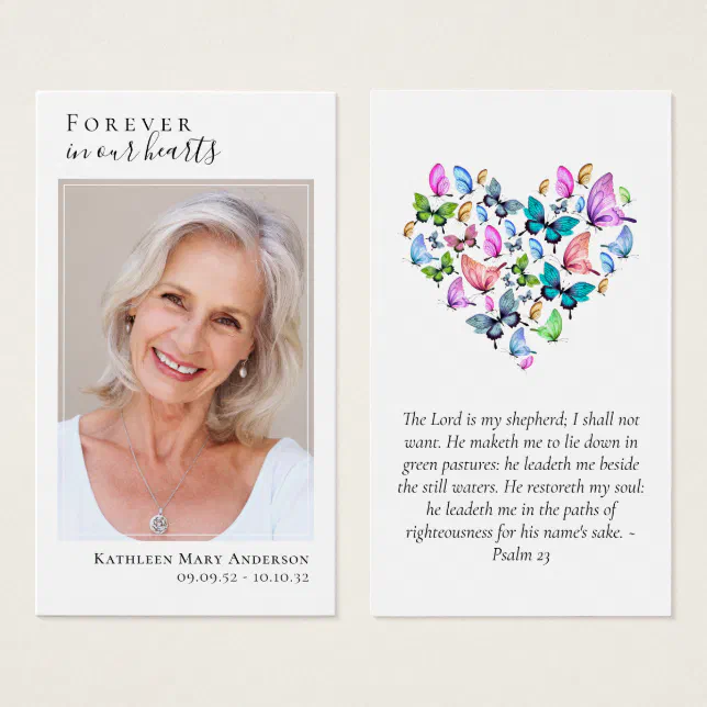 Heart Butterfly Memorial Prayer Card | Zazzle