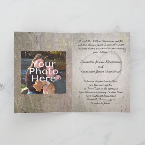 Heart Carved in Tree Wedding Invitation Card | Zazzle