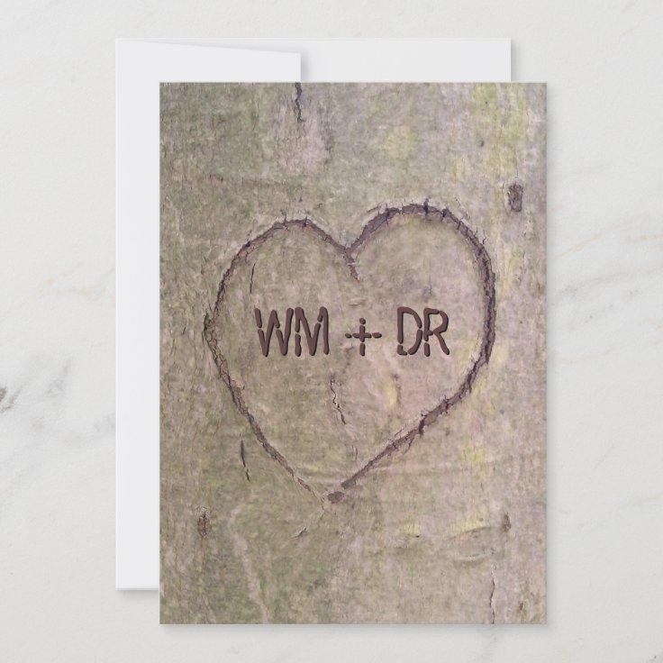 Heart Carved in Tree Wedding Invitations | Zazzle