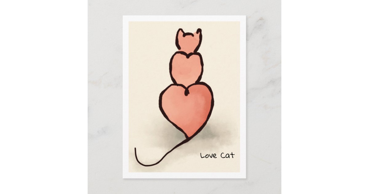 'Heart' Cat Postcard | Zazzle