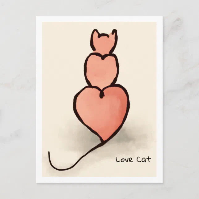 'Heart' Cat Postcard | Zazzle