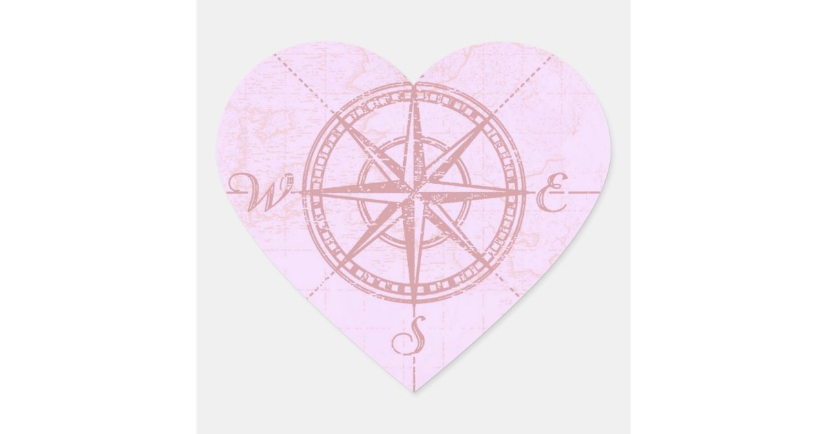 Heart Compass Heart Sticker | Zazzle