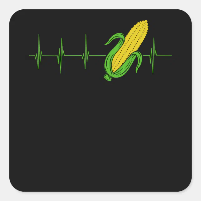 Heart Corn On the Cob Day Funny Corn Meme Pun Square Sticker | Zazzle