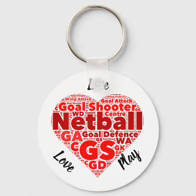 Heart Design GS Inspirational Netball Keychain | Zazzle