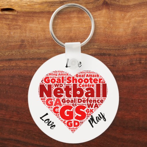 Heart Design GS Inspirational Netball Keychain | Zazzle