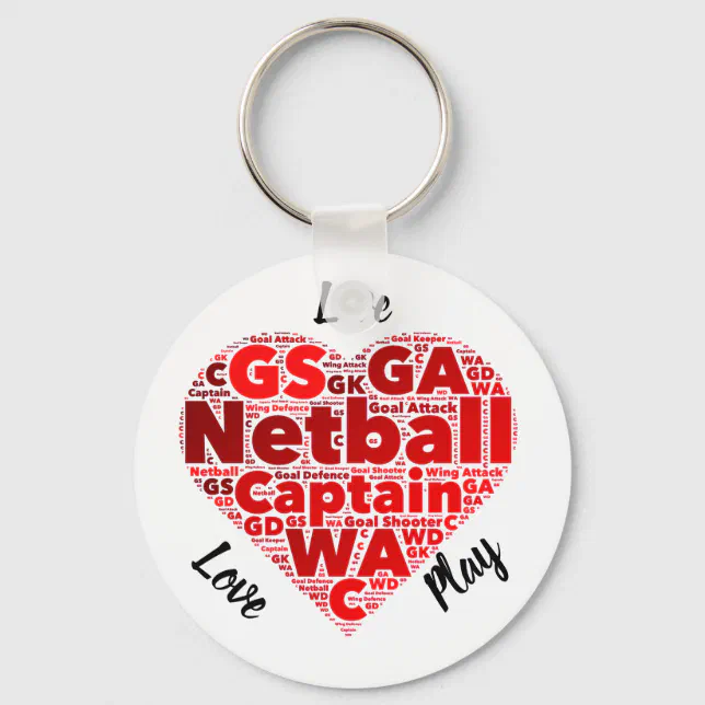 Heart Design Inspirational Netball Captain Keychain | Zazzle