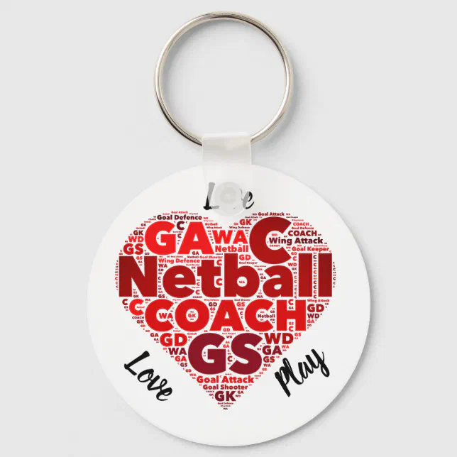 Heart Design Inspirational Netball Coach Keychain | Zazzle