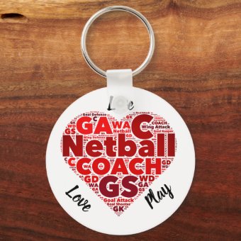 Heart Design Inspirational Netball Coach Keychain | Zazzle