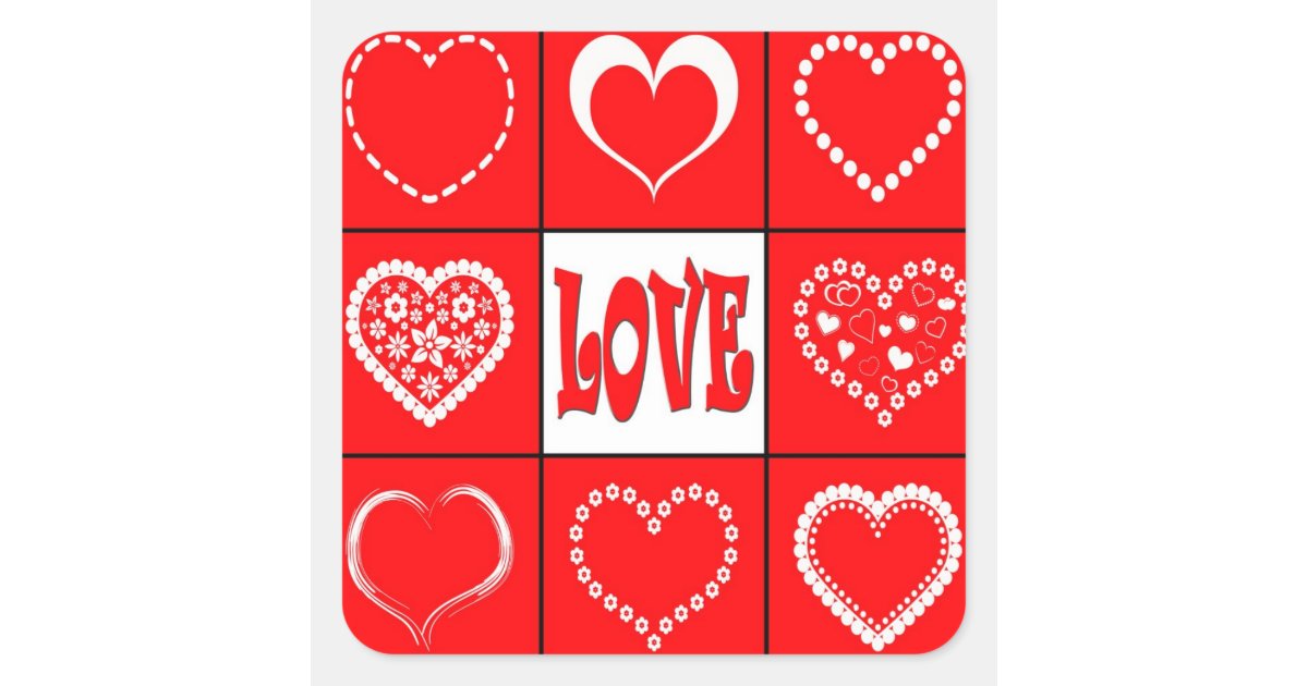 Heart design square sticker | Zazzle