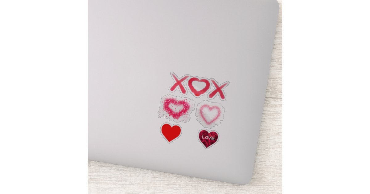 Heart designs xox red valentine pattern sticker | Zazzle