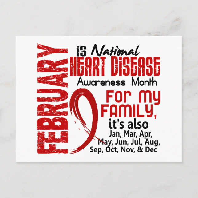 Heart Disease Awareness Month For My Family Postcard | Zazzle