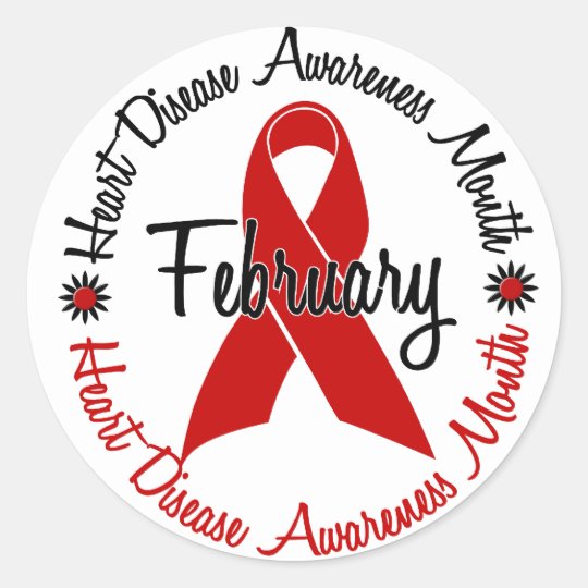 Heart Disease Awareness Month Red Ribbon 1 3 Classic Round Sticker