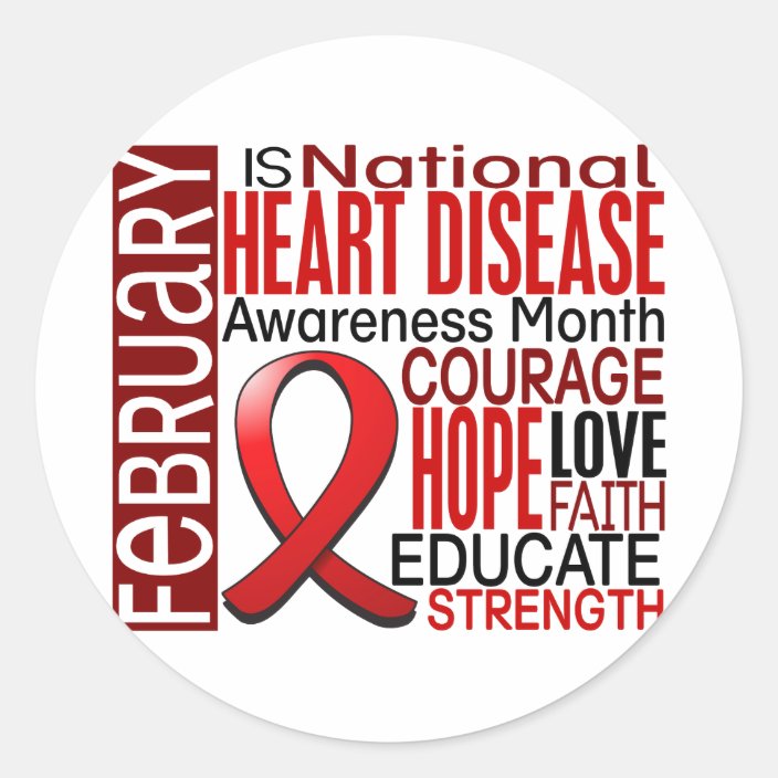 Heart Disease Awareness Month Ribbon I2.3 Classic Round Sticker ...