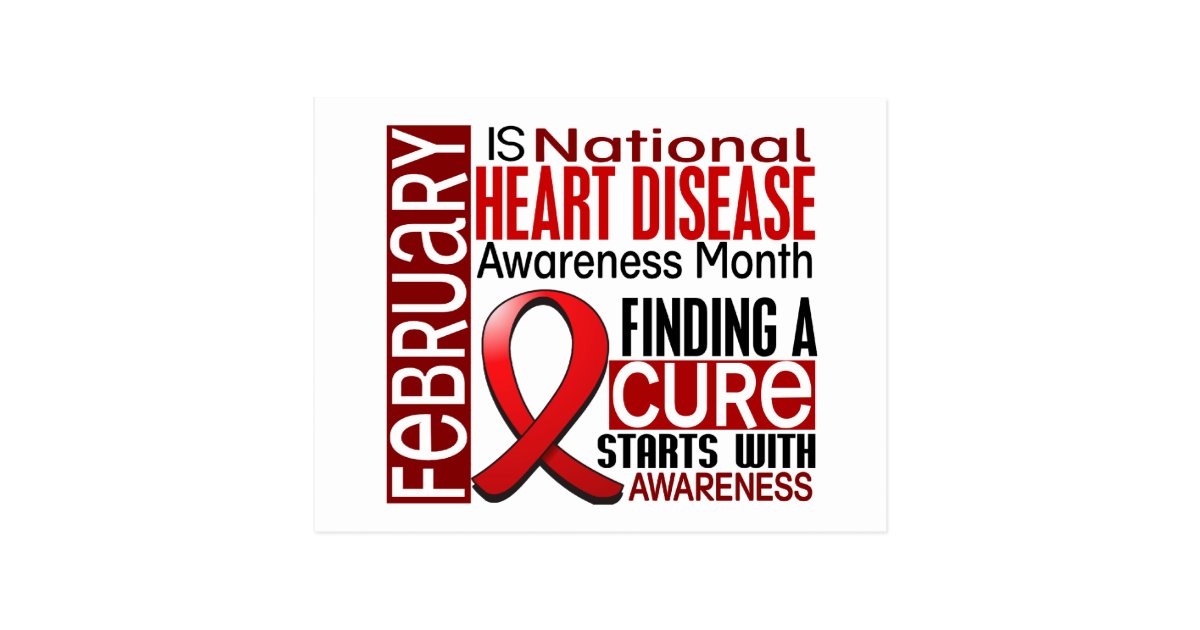 Heart Disease Awareness Month Ribbon I2.5 Postcard | Zazzle.com