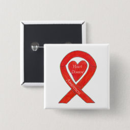 Heart Disease Awareness Red Heart Ribbon Pin | Zazzle