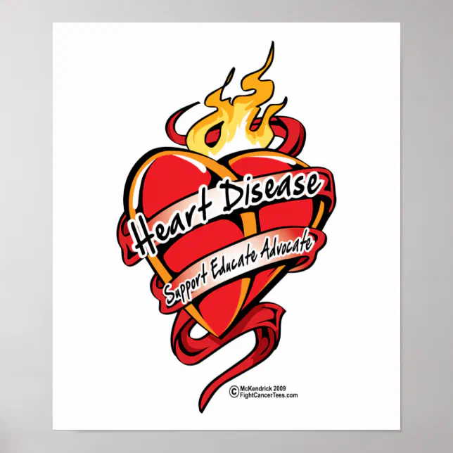 Heart Disease Tattoo Heart Poster | Zazzle