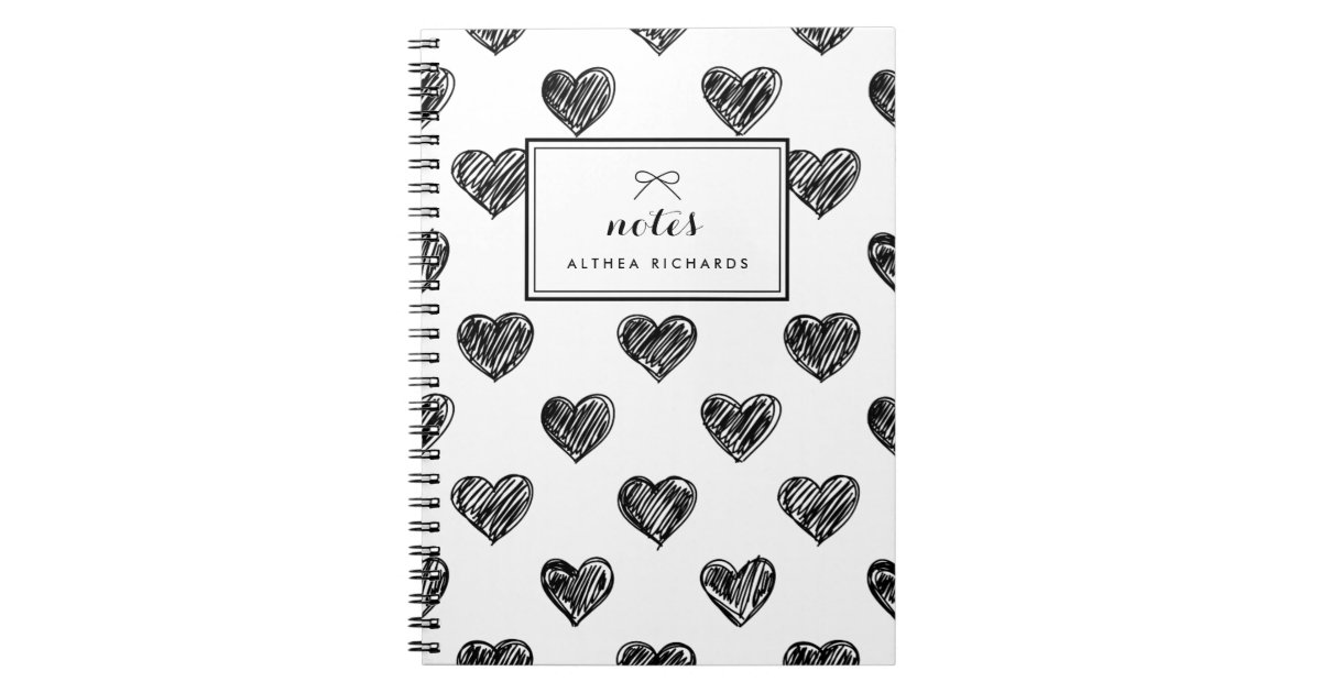 Heart Doodles Pattern Personalized Notebook | Zazzle