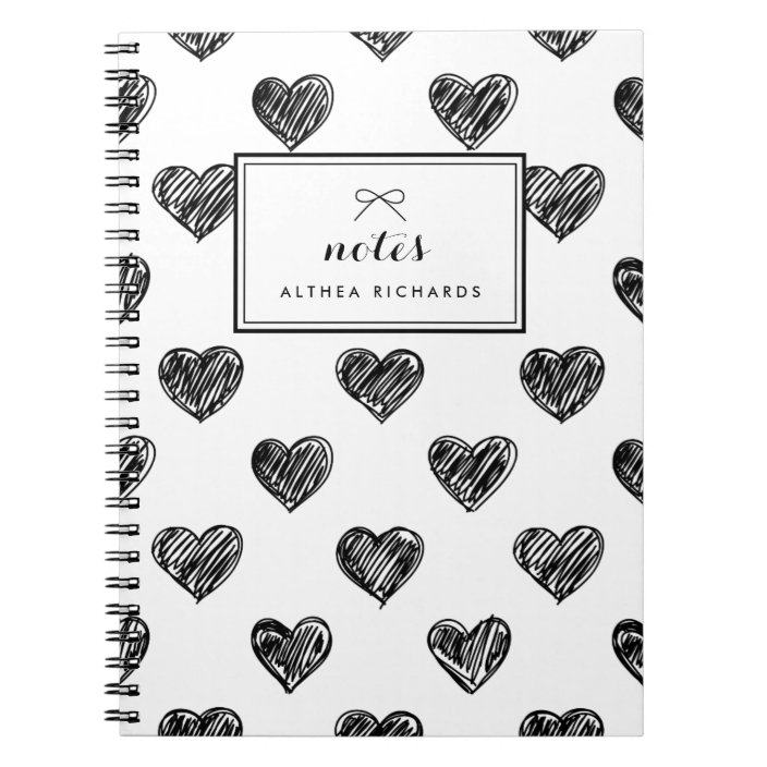 Heart Doodles Pattern Personalized Notebook | Zazzle.com