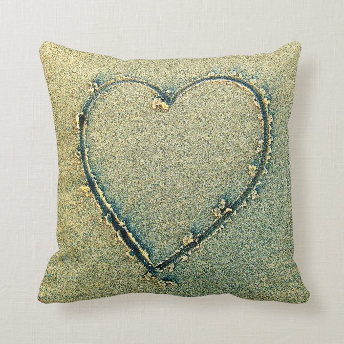 Heart Drawn in Sand Pillow | Zazzle.com