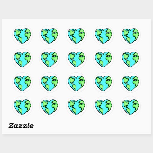 Heart Earth Classic Round Sticker | Zazzle