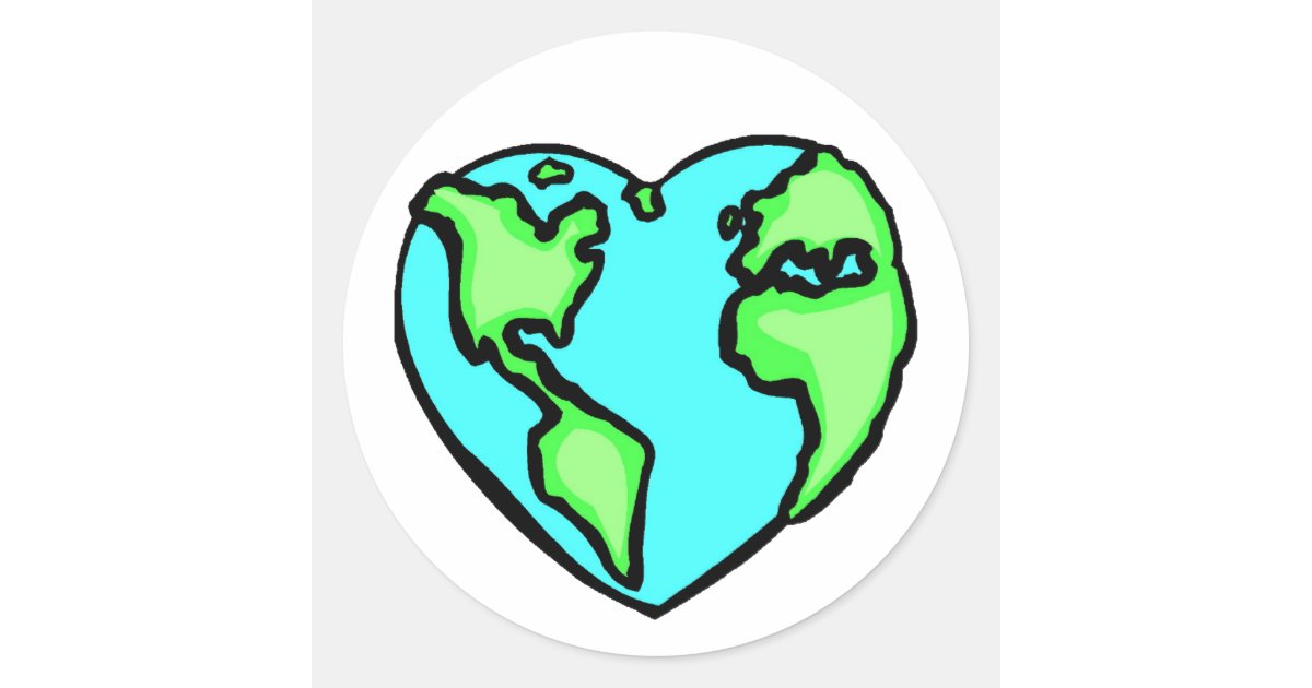 Heart Earth Classic Round Sticker | Zazzle