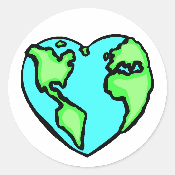 Heart Earth Classic Round Sticker | Zazzle