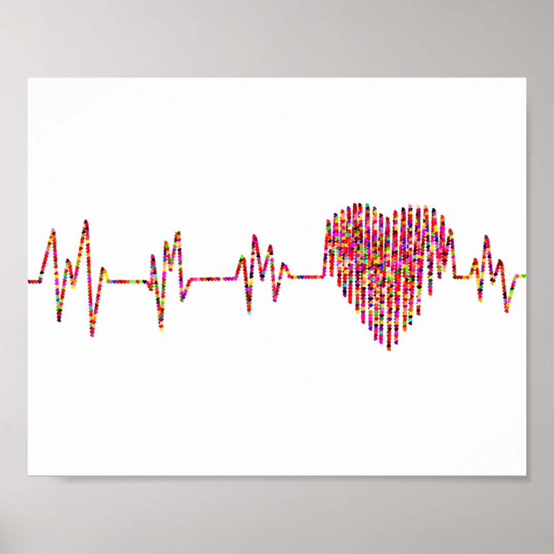Heart & EKG; Colorful Poster | Zazzle