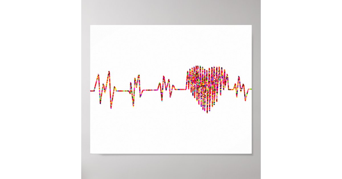 Heart & EKG; Colorful Poster | Zazzle