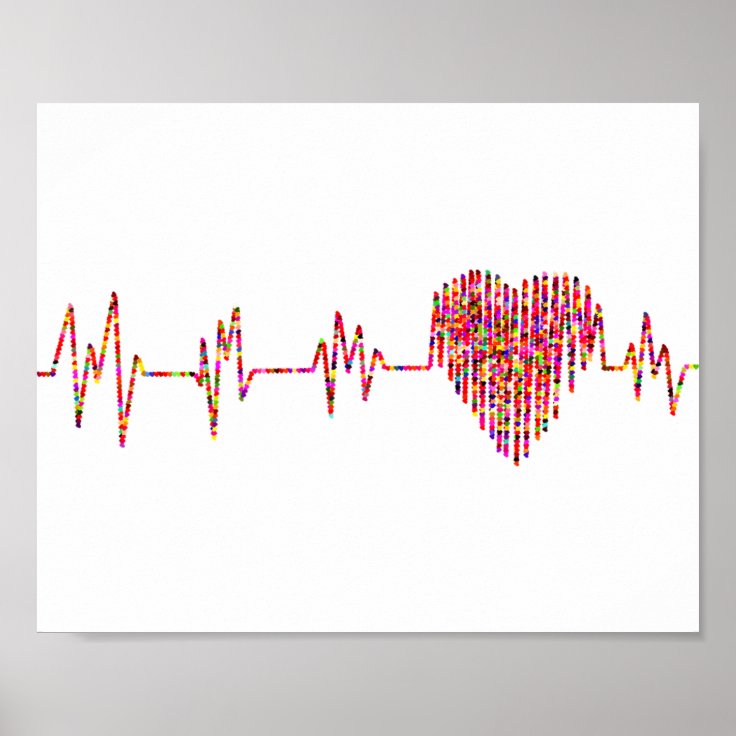 Heart & EKG; Colorful Poster | Zazzle