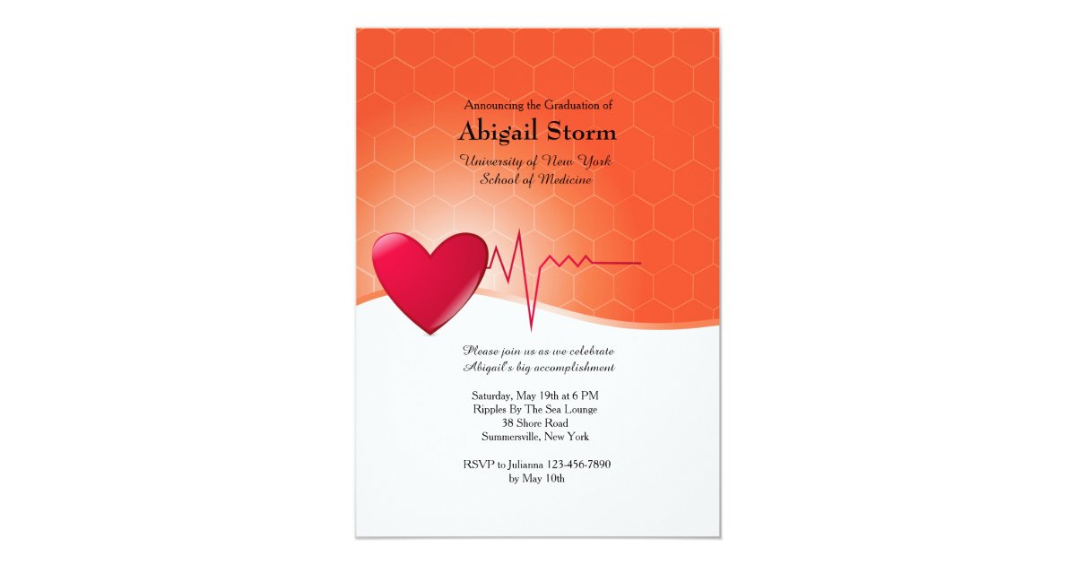 Heart Electrocardiogram Graduation Invitation | Zazzle.com