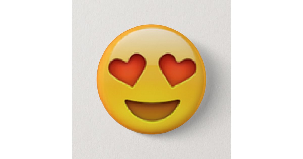 Heart Eyes Emoji Button | Zazzle