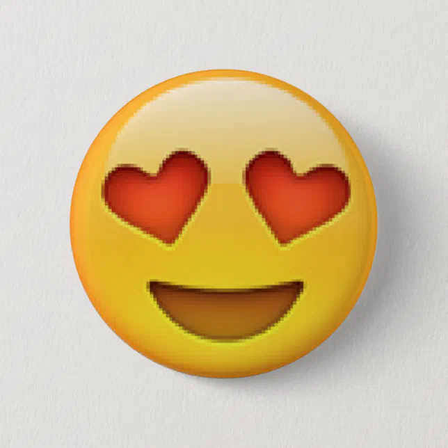 Heart Eyes Emoji Button | Zazzle