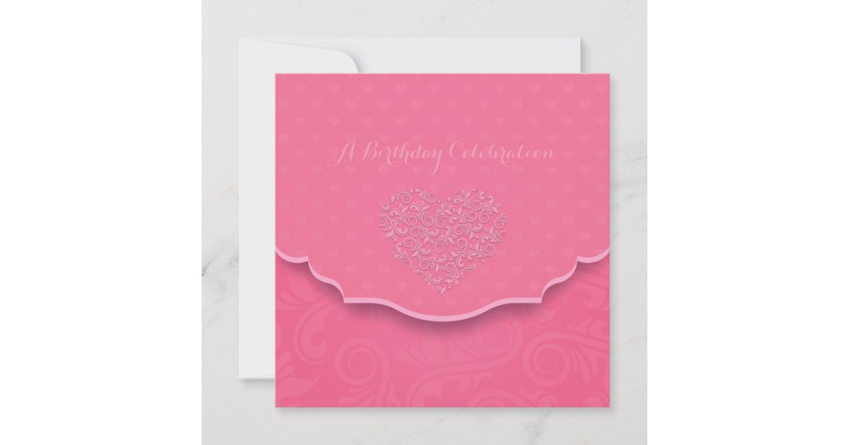 Heart Filigree Birthday Party Invitation | Zazzle